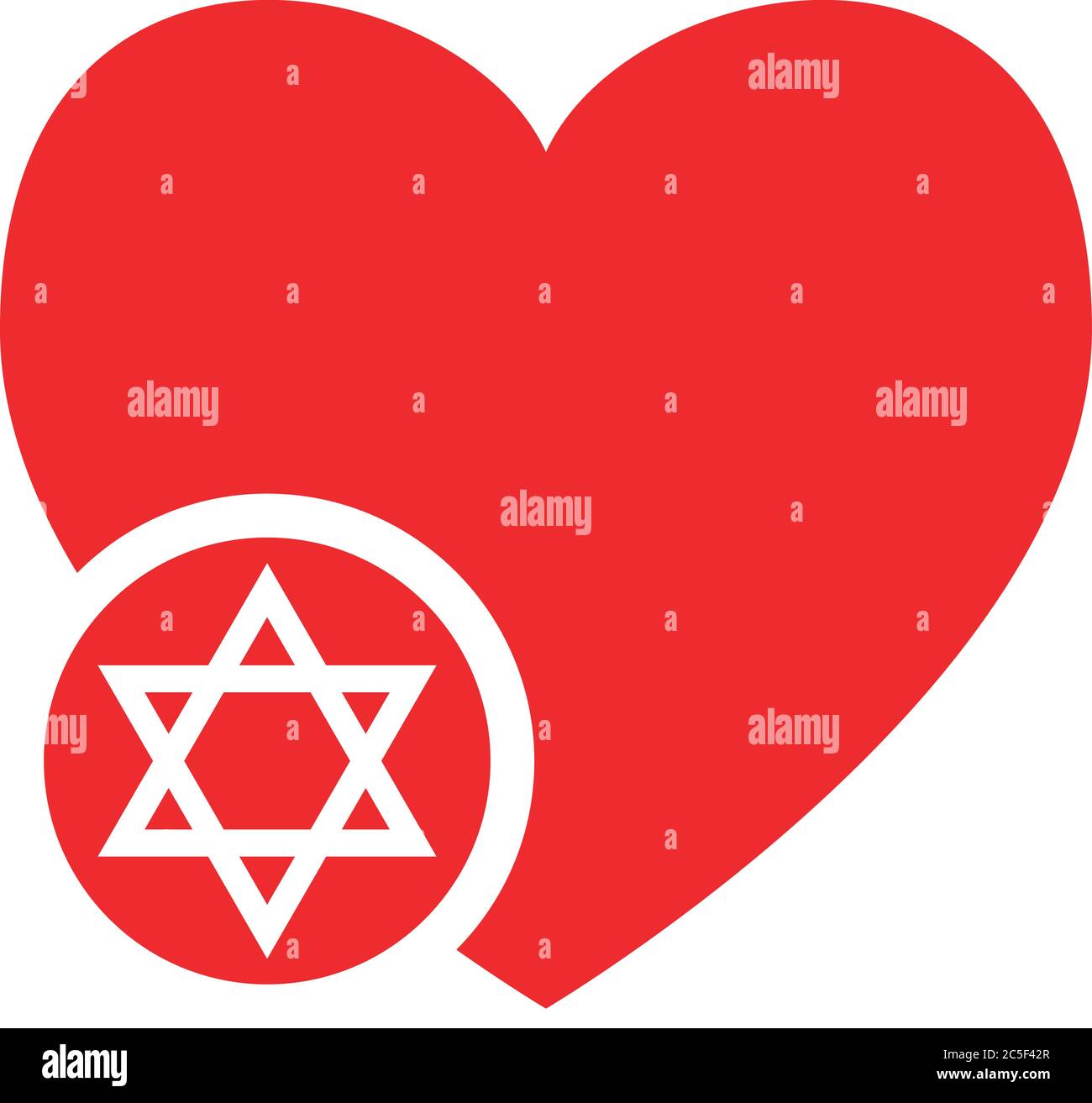 L'étoile juive de David coeur rouge icône amour Israël symbole ...