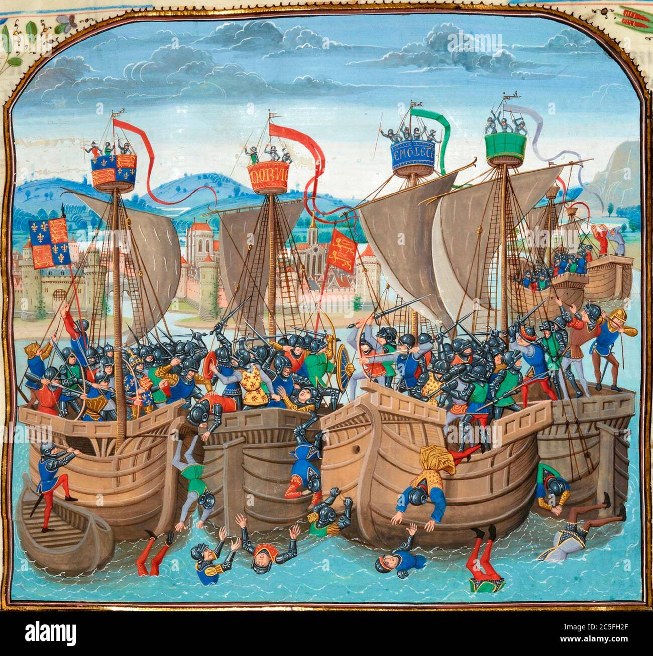 La bataille de Sluys, également appelée bataille de l'Écluse, combat ...