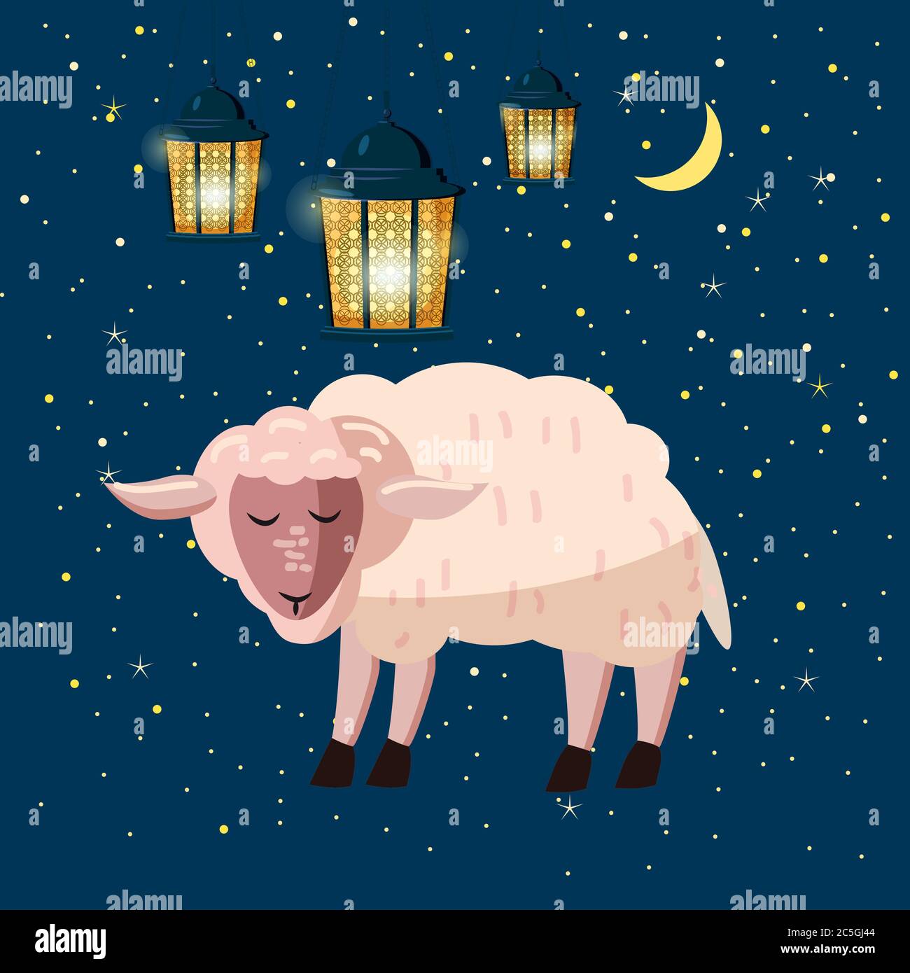 Illustration de brebis mignon de dessin animé, vecteur, isolé, doux ...