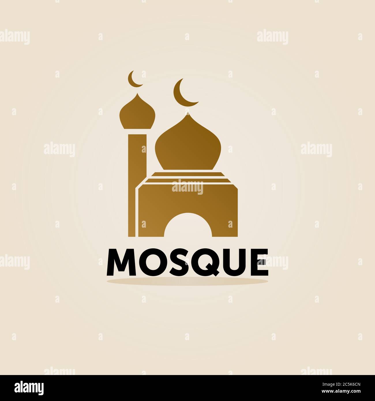 Logo moderne de la mosquée islamique - Silhouette brune élégante de la ...
