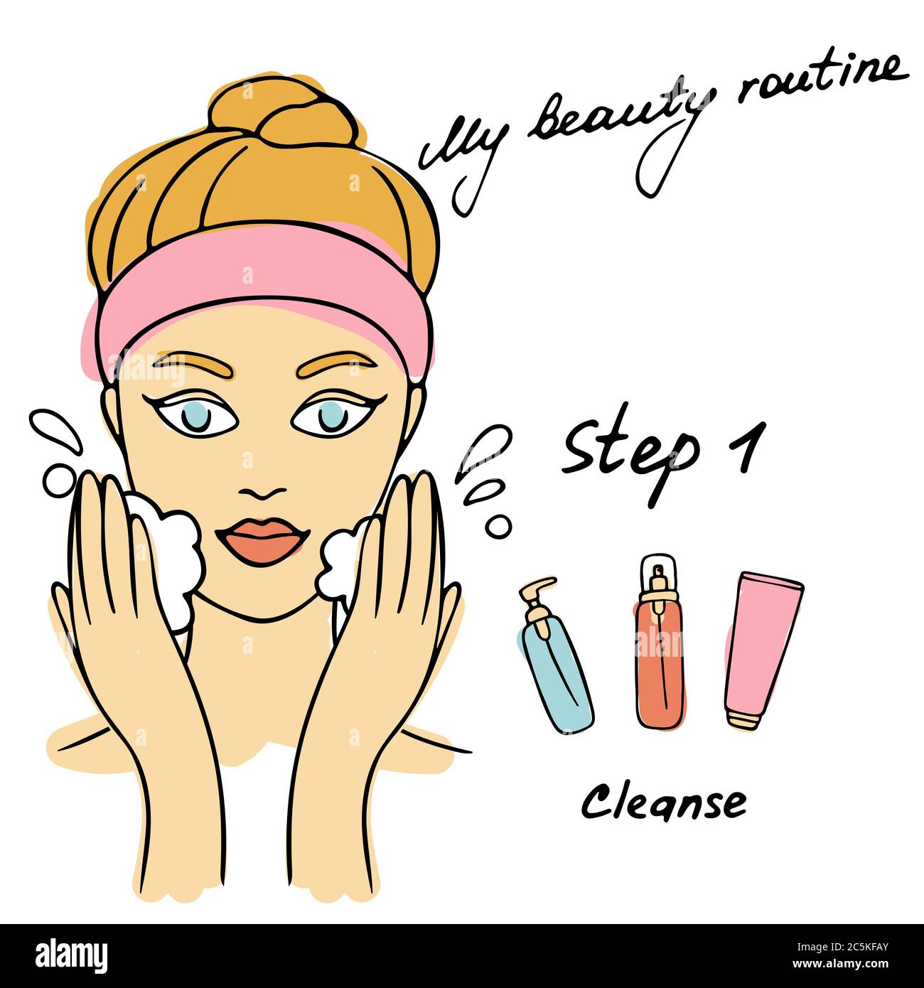 Ma Routine Quotidienne Illustration Du Vecteur De Soins De La Peau