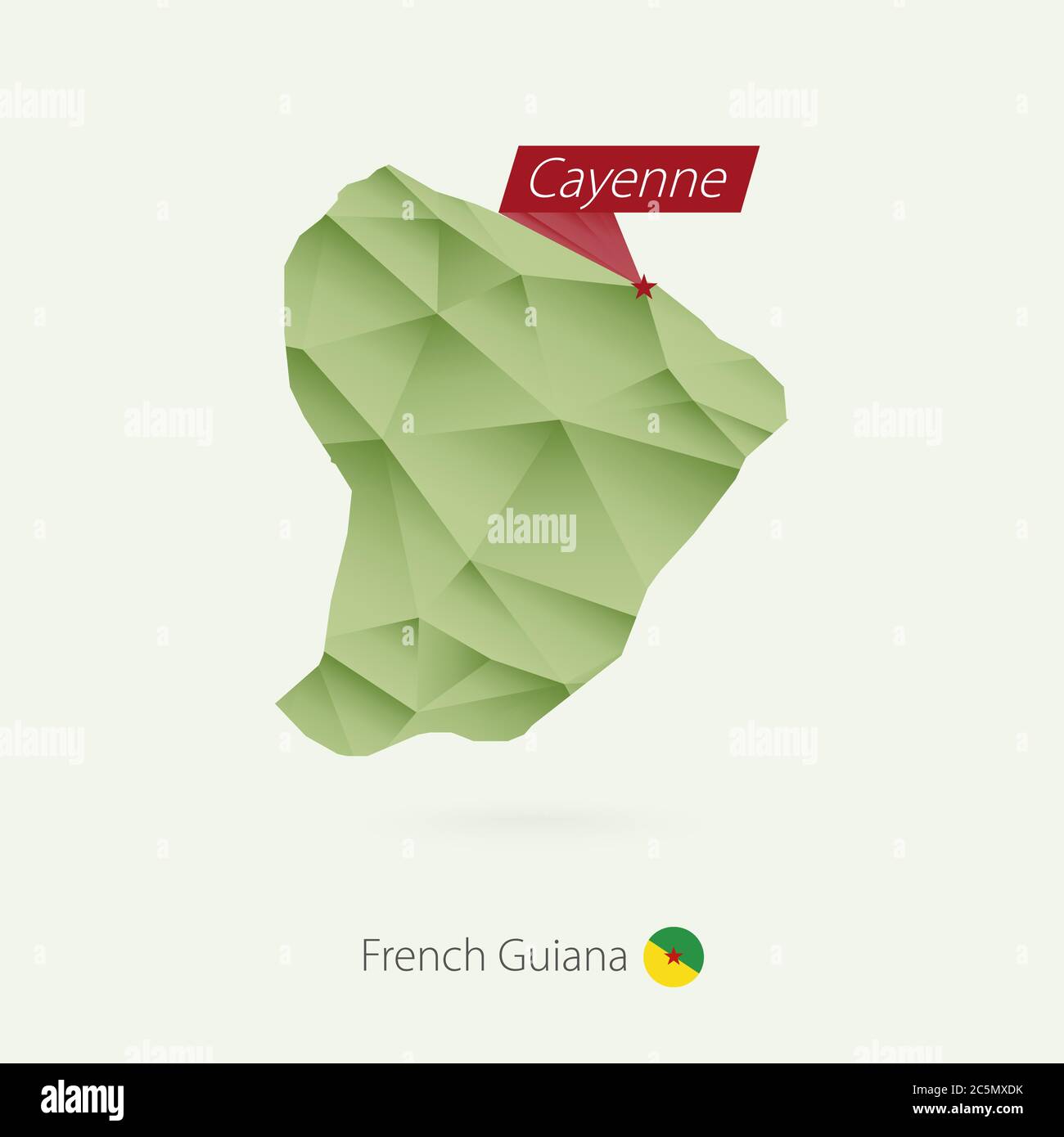 Carte de basse poly de gradient vert de Guyane française avec la ...