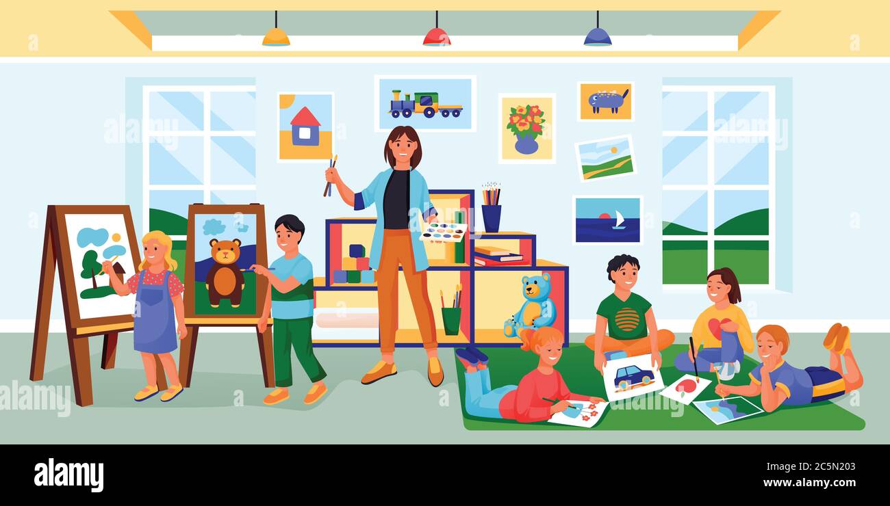 Cours d'art, éducation, passe-temps, artisanat et concept de créativité ...