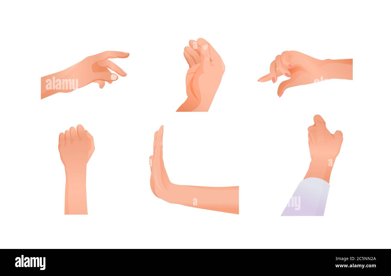 Affiches mains en place. Différents symboles de signalisation sont ...