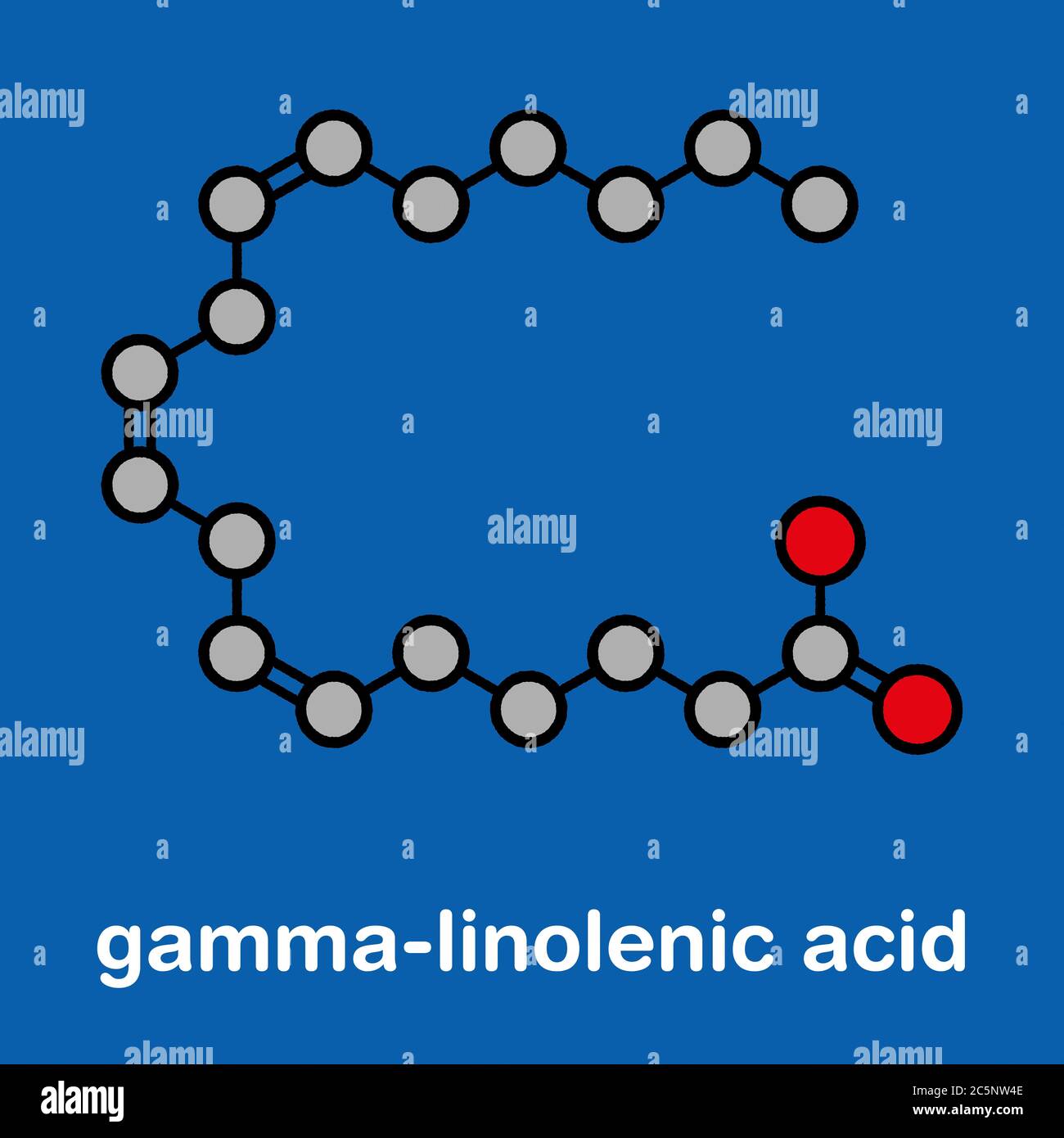 Molécule d'acide gamma-linolénique (GLA, acide gamolénique). Acide gras ...