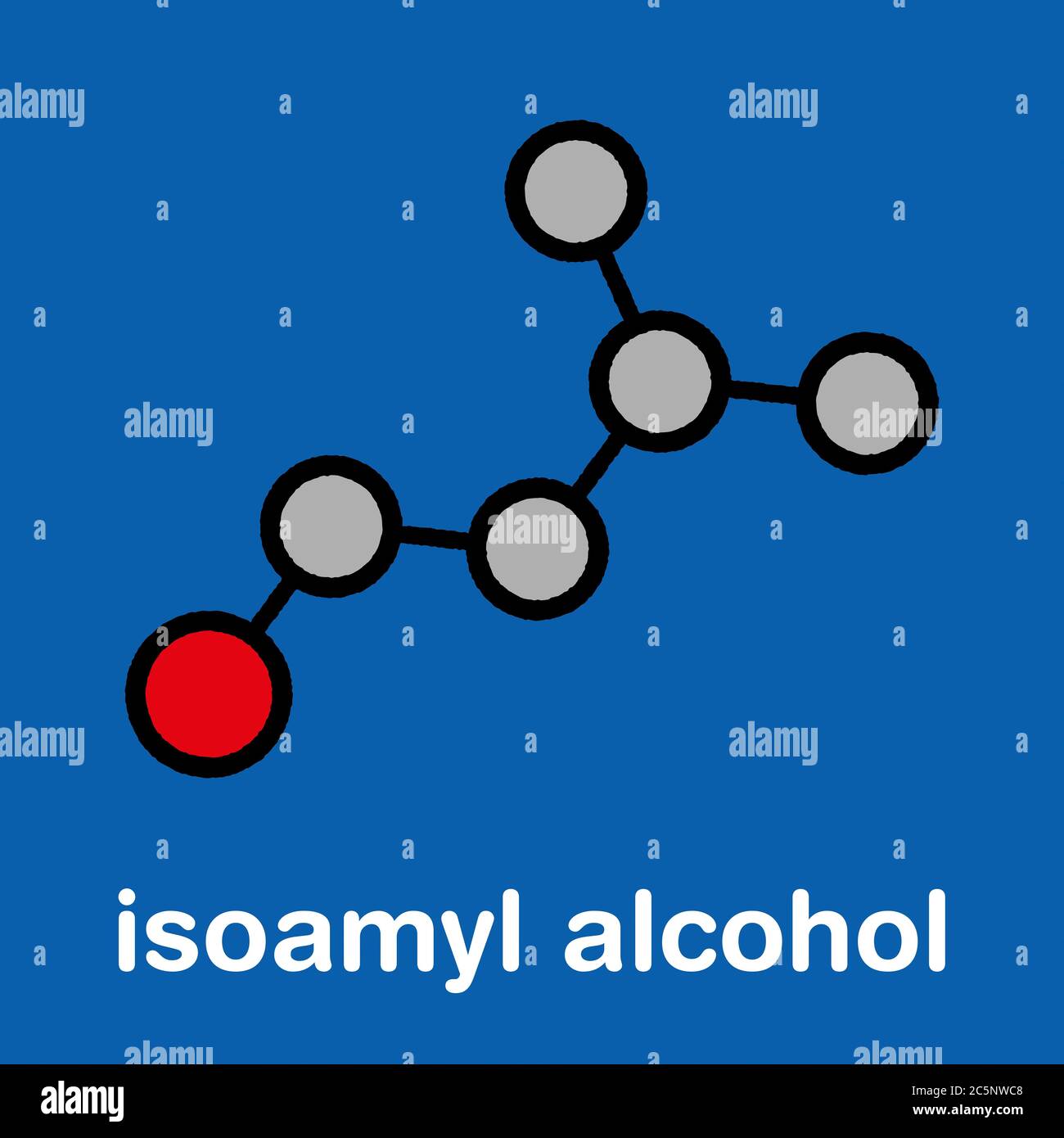 Molécule d'alcool isoamylique. Formule squelettique stylisée (structure ...