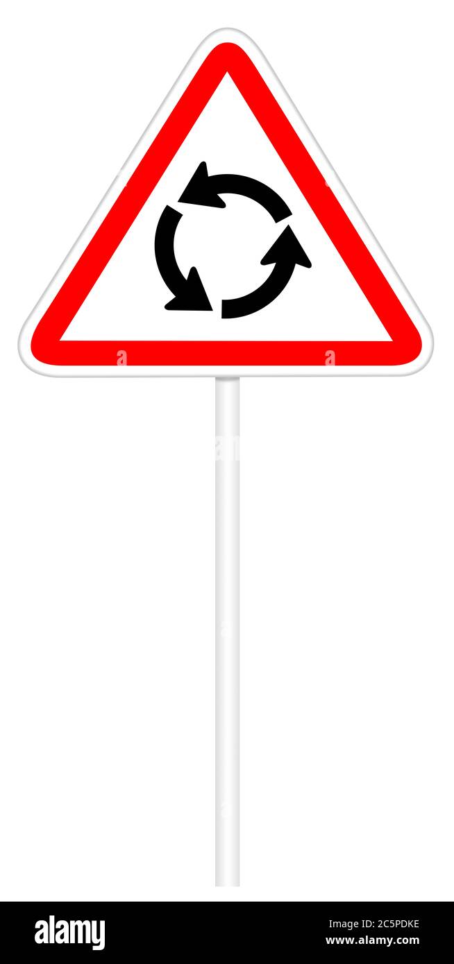 Panneau de signalisation rond point Banque d'images détourées - Alamy