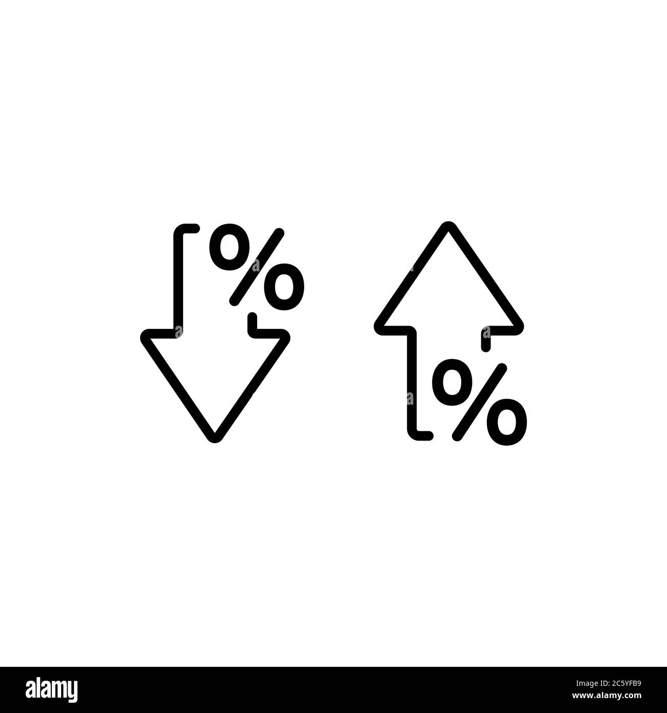 Icône de flèche de pourcentage en style de ligne. Croissance et ...