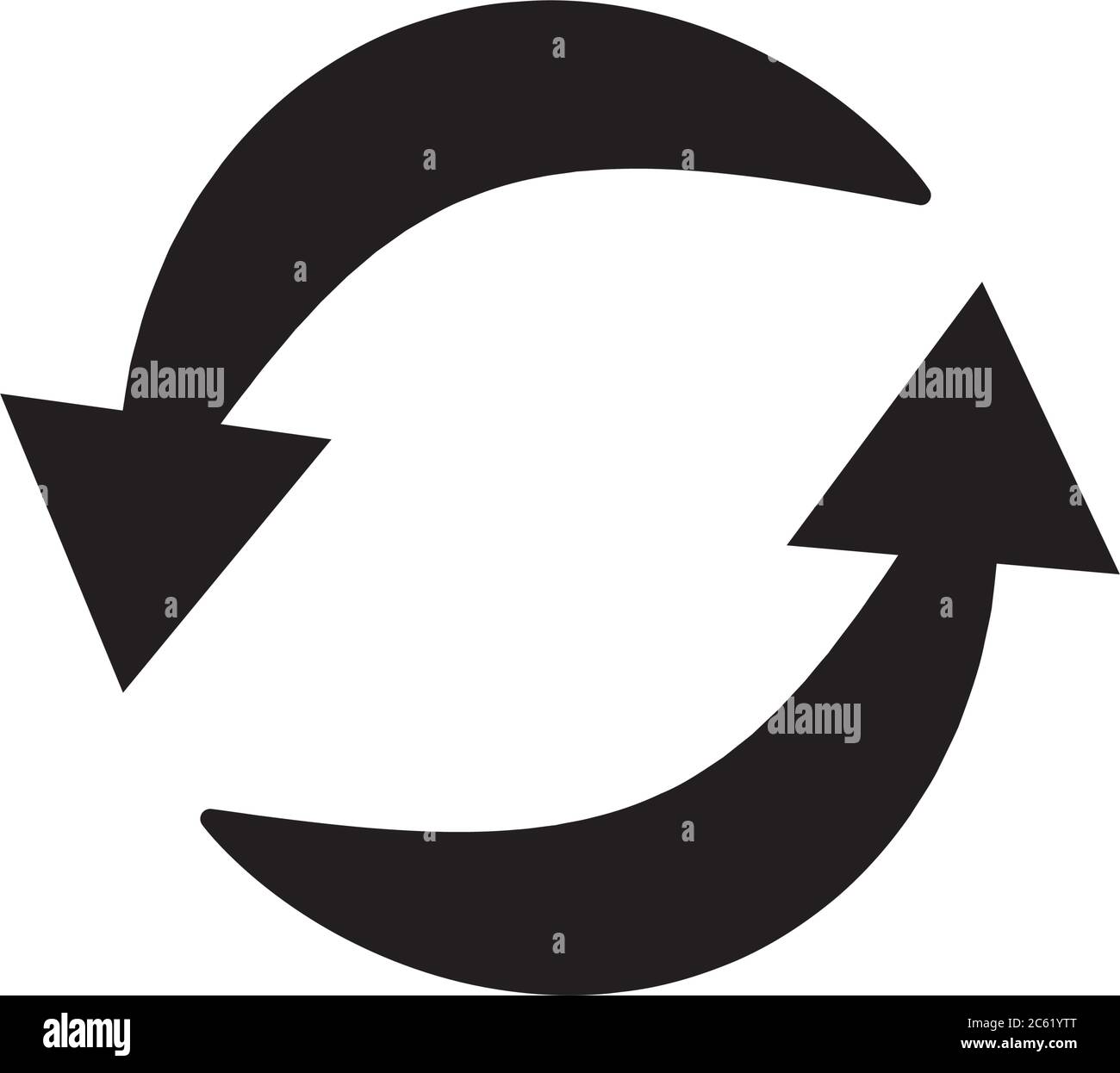 deux flèches rondes sur fond blanc, style de silhouette, illustration ...