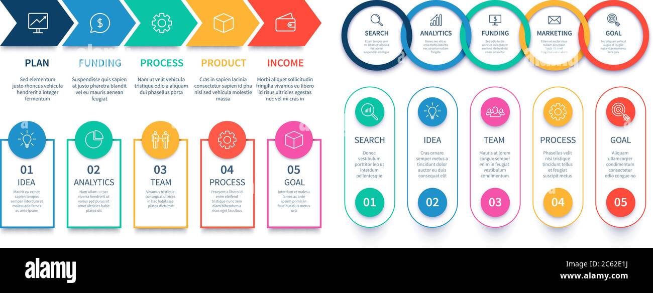 Graphique d'infographie sur les étapes du processus. Étape du diagramme ...