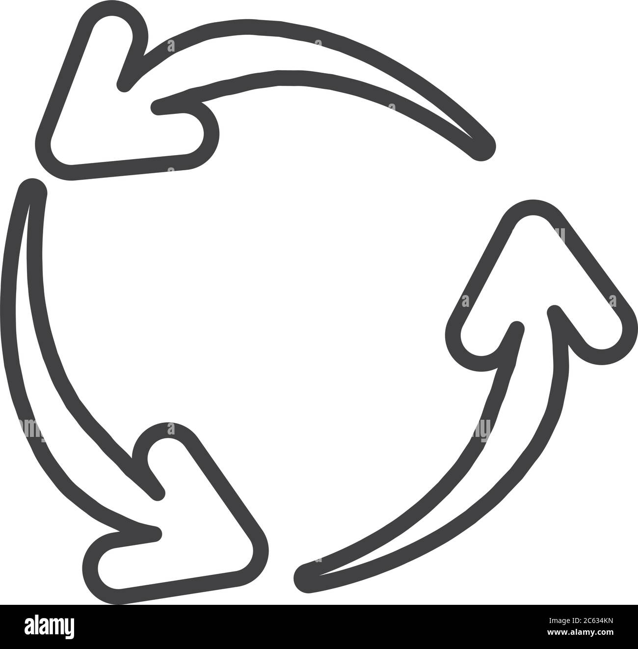 trois flèches en forme de cercle sur fond blanc, style de ligne ...