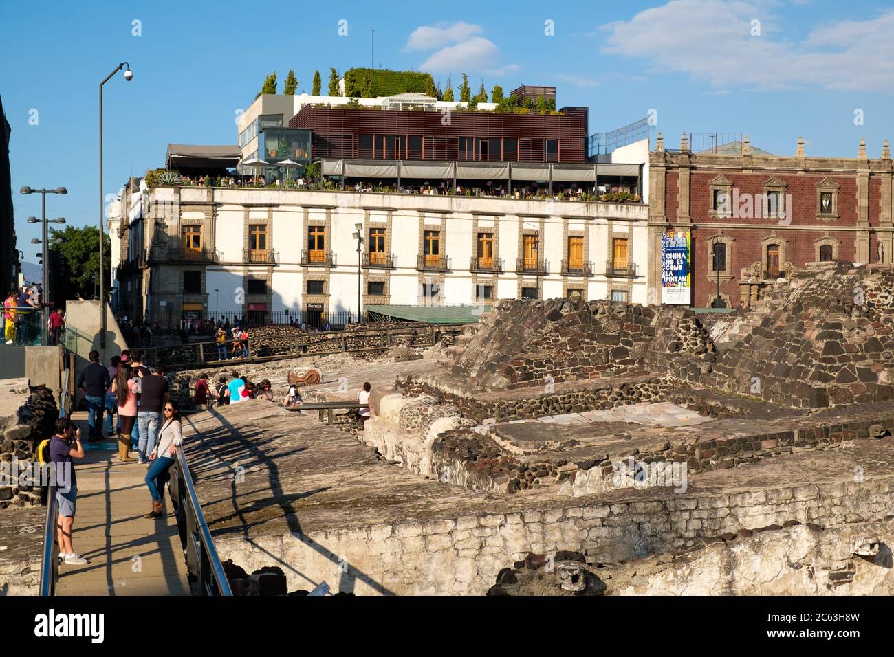Les ruines du Templo Mayor, le plus grand temple aztèque leur capitale ...
