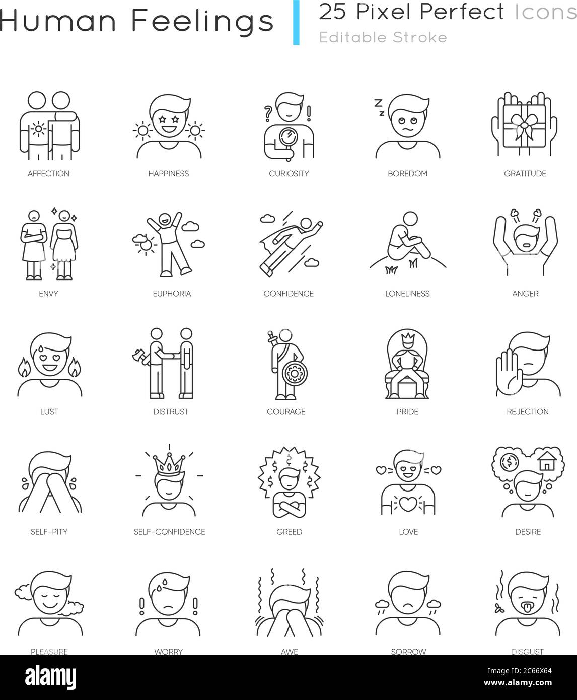 Emotions sentiments reaction Banque d'images vectorielles - Alamy