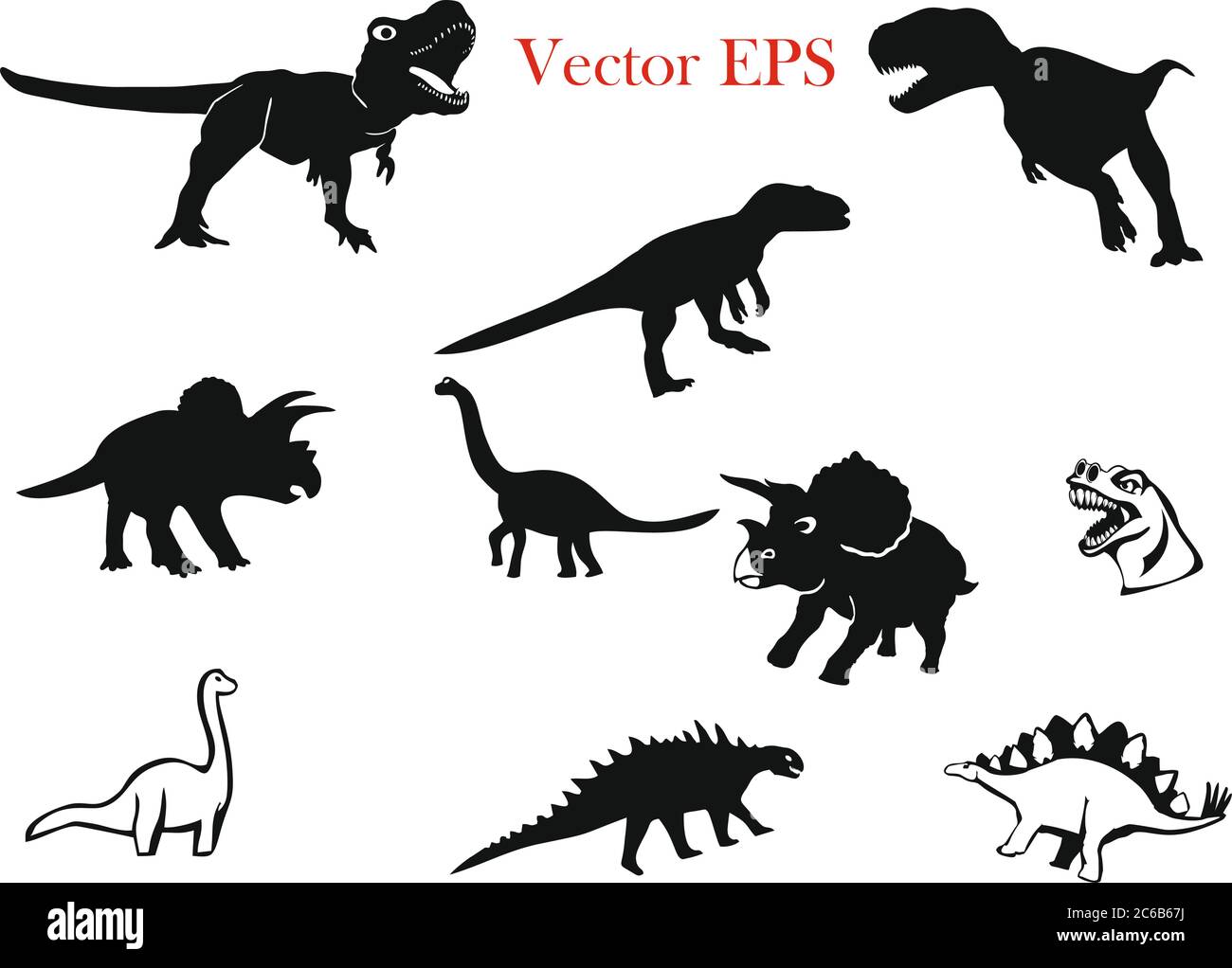Ensemble de dinosaures mignon. Silhouette. VECTEUR Image Vectorielle Stock - Alamy