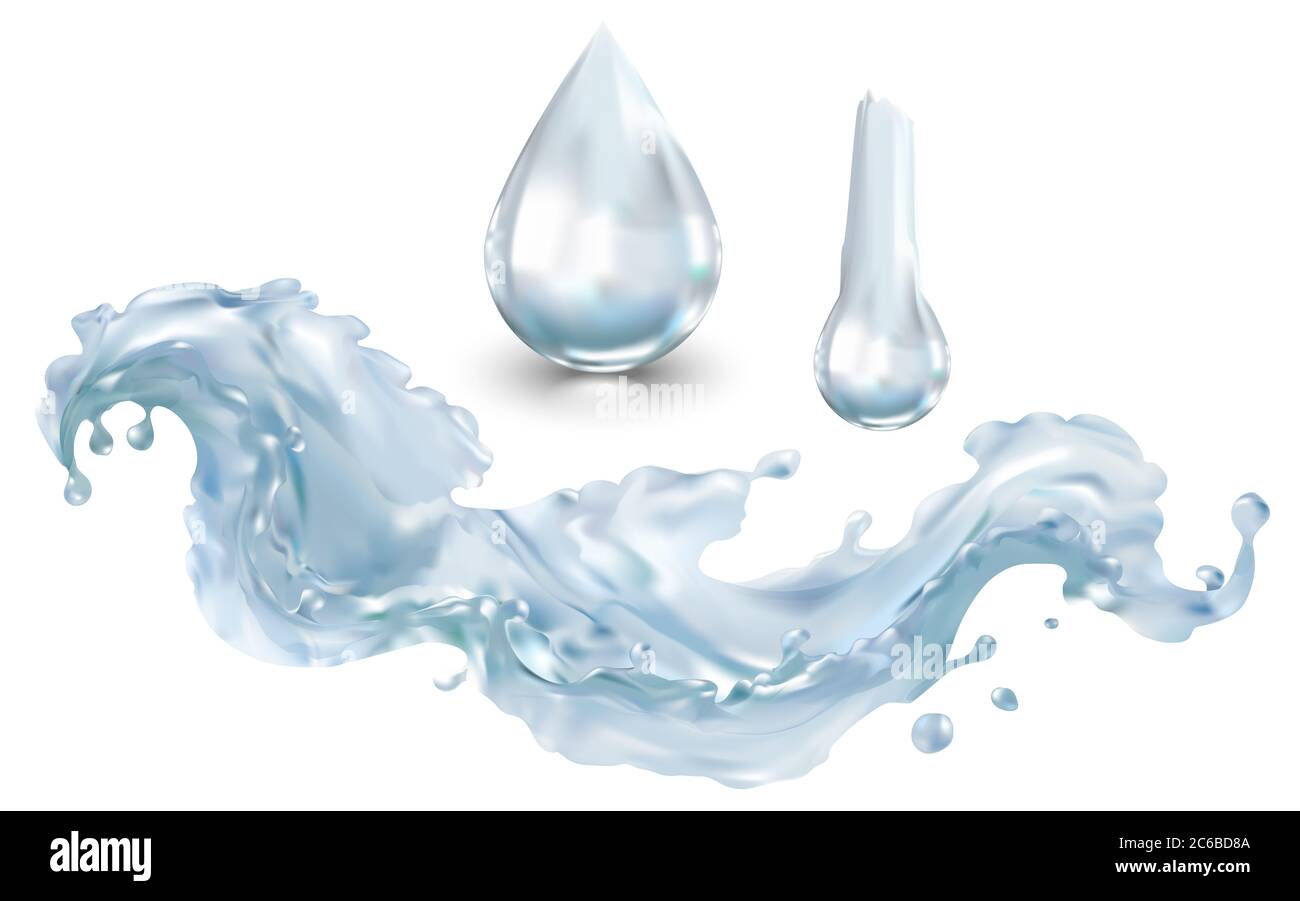 Illustration de l'eau de la vague transparente isolée sur fond blanc ...