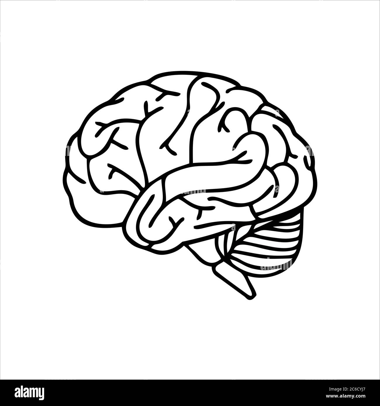 Icône cerveau isolée sur fond blanc de la collection d'esprit humain ...