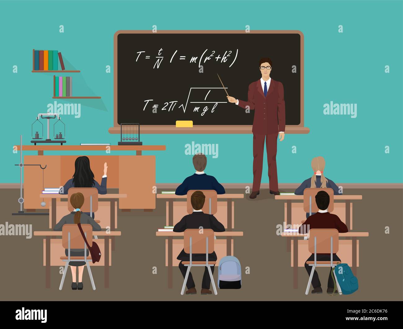Leçon scolaire. Les élèves et les enseignants des petits enfants. Salle ...