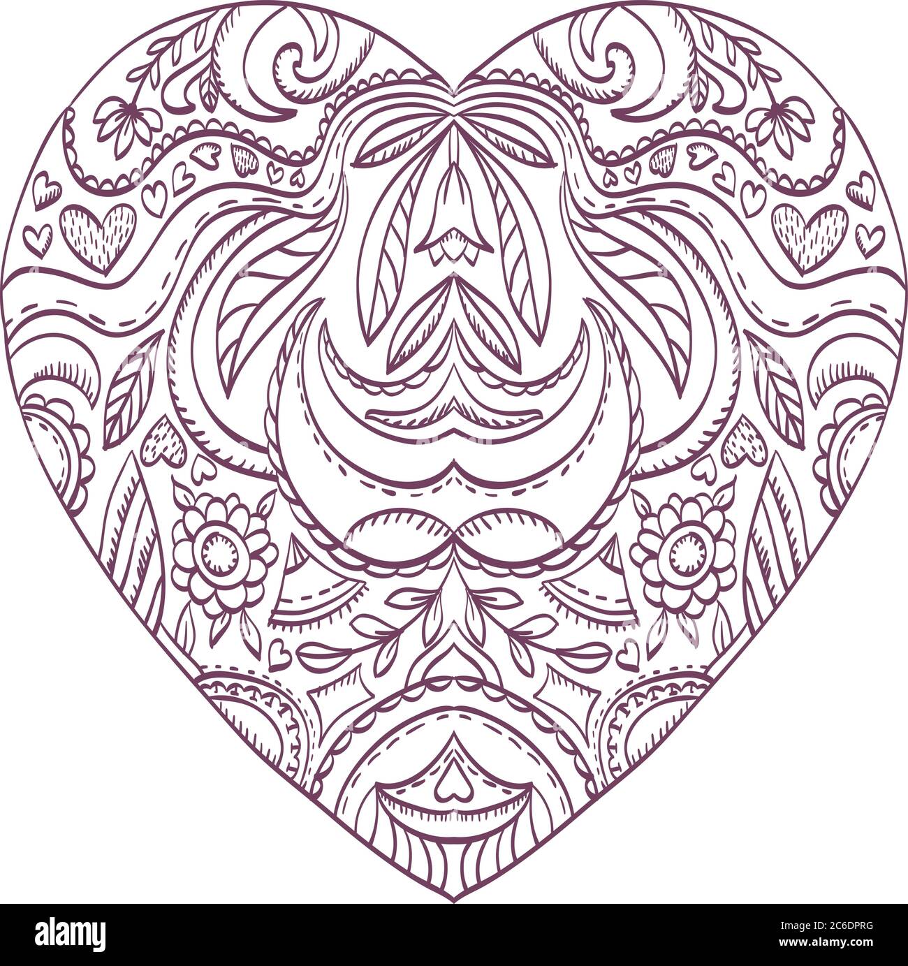 Coeur vectoriel pour colorer avec des éléments décoratifs de Saint ...