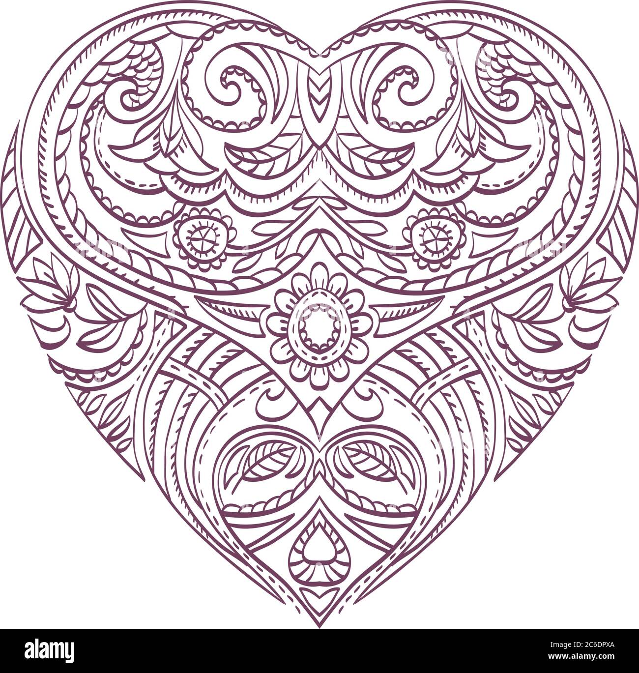 Coeur vectoriel pour colorer avec des éléments décoratifs de Saint ...