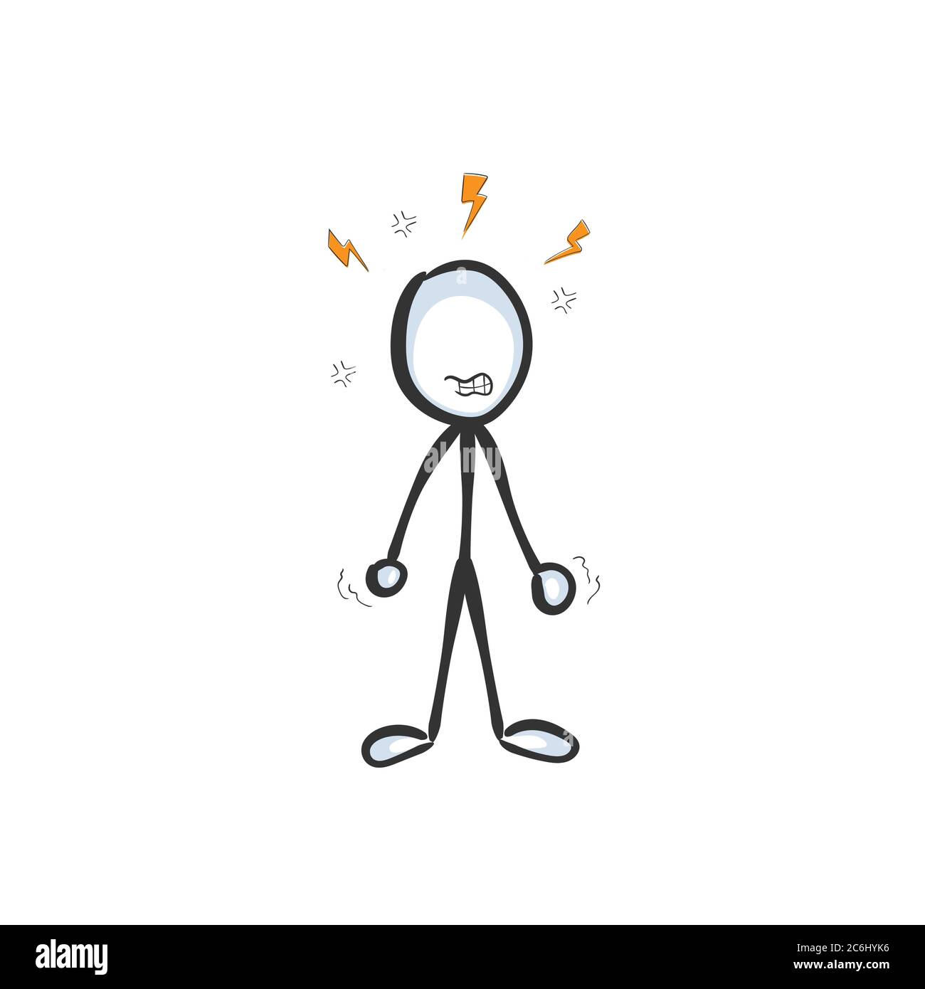 Homme furieux. Vecteur simple stress agressif personne. Un stickman fou ...