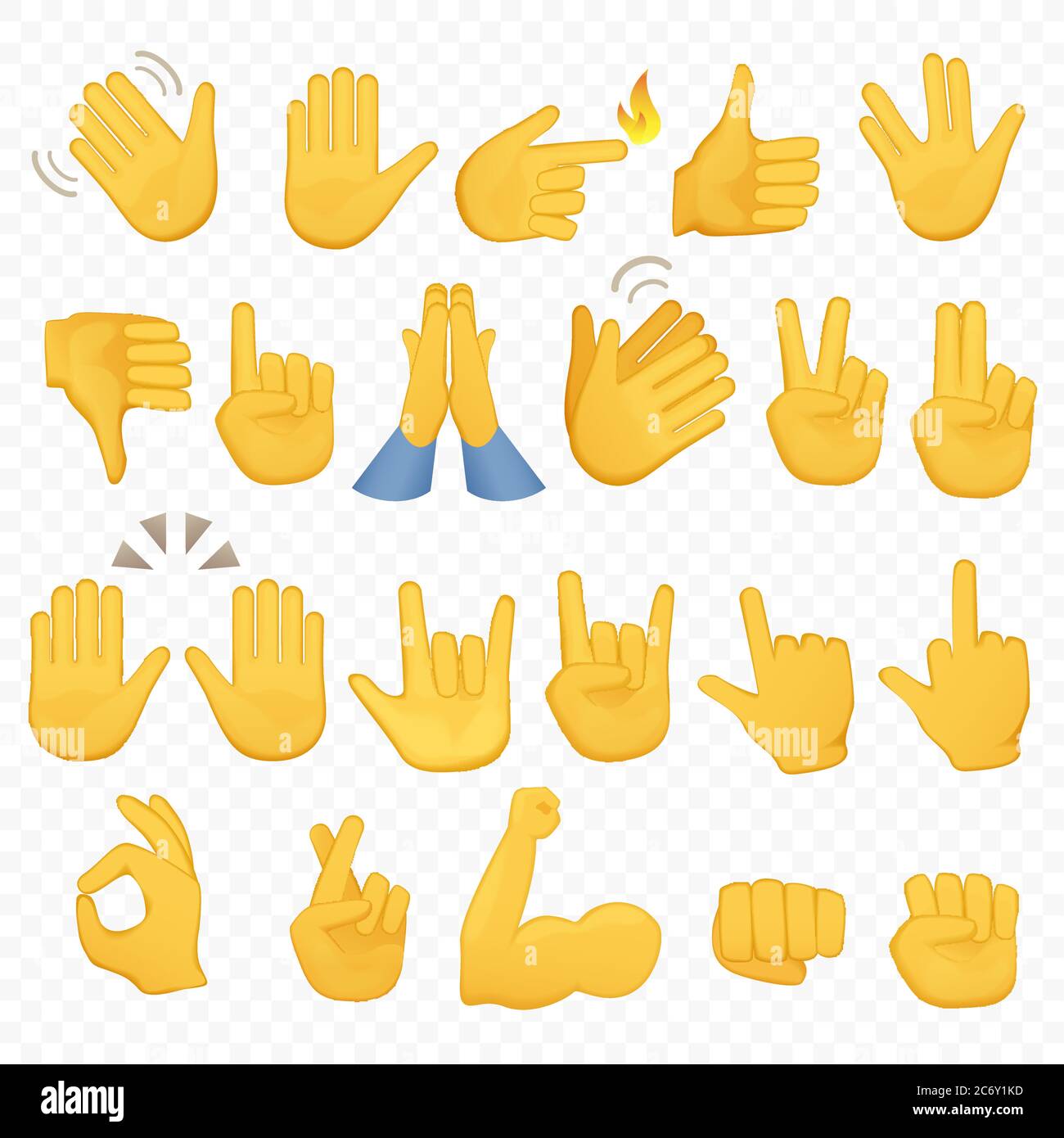 Ensemble d'icônes et de symboles mains. Icônes de main emoji ...