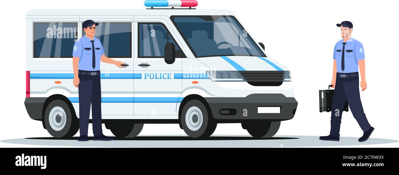 Camion de police avec protections semi-plates RVB illustration ...