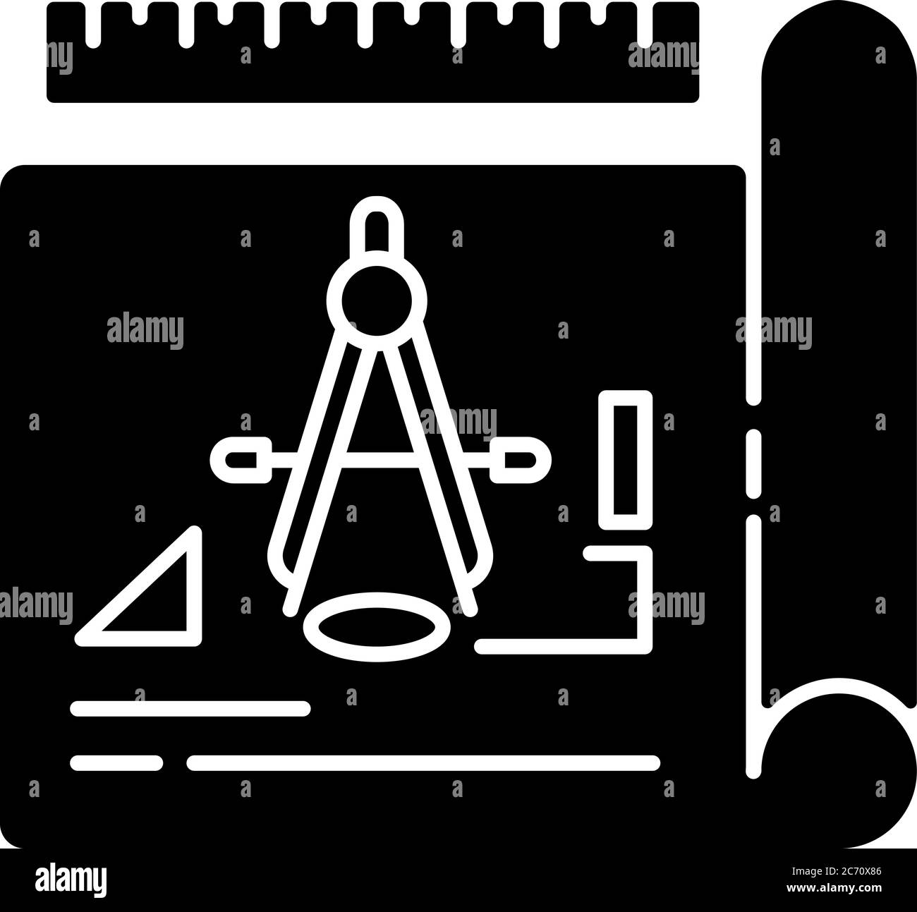 Dessin d'icône de glyphe noire. Planification architecturale, symbole ...