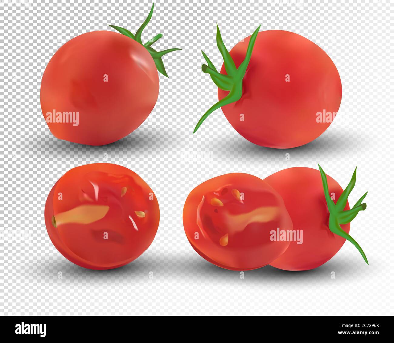 Le rouge de collection de tomates est entier et coupé en deux. Tomate ...