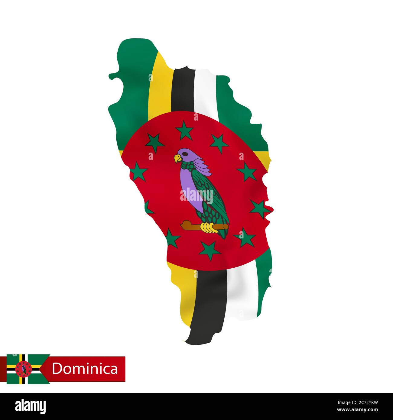 Carte de la Dominique avec pavillon de pays. Illustration vectorielle ...