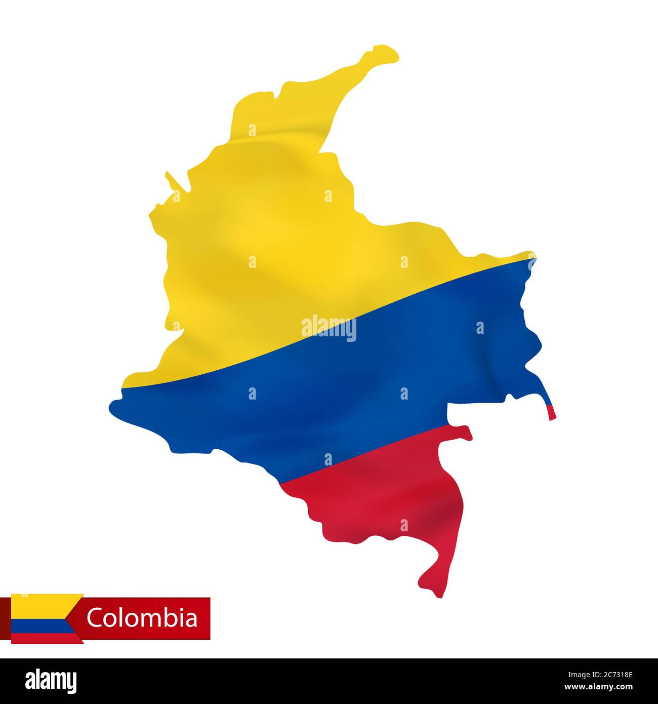 Carte de Colombie avec drapeau du pays. Illustration vectorielle Image ...