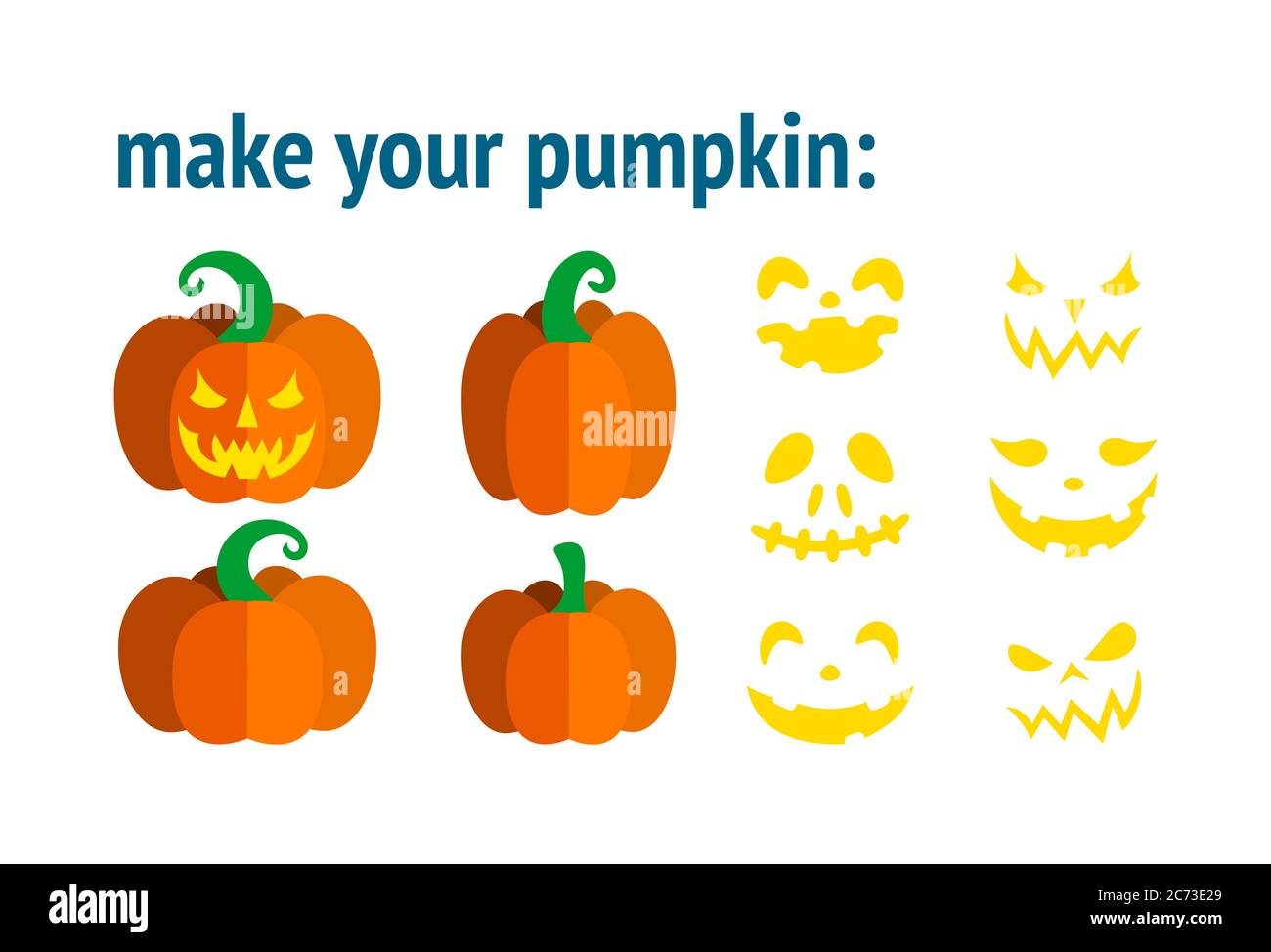 Modèle pour la citrouille d'Halloween, choisissez la forme et le visage ...