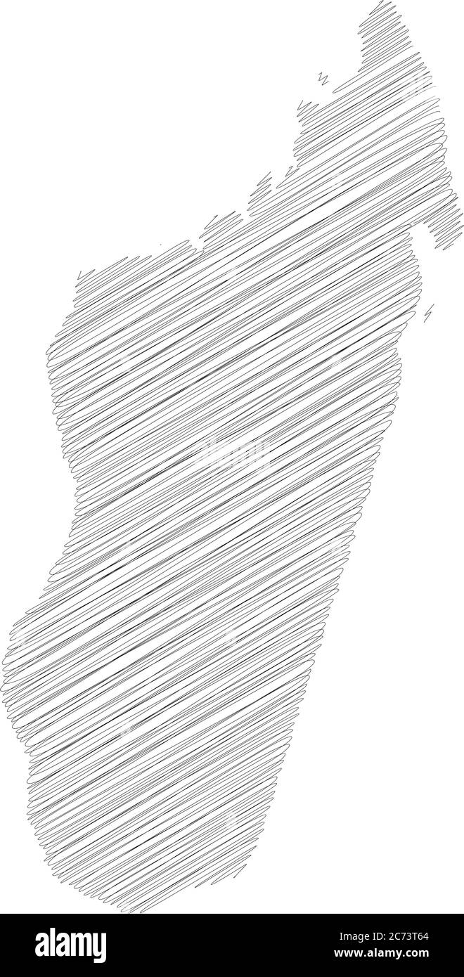 Madagascar - croquis au crayon scribble plan de silhouette de la région ...