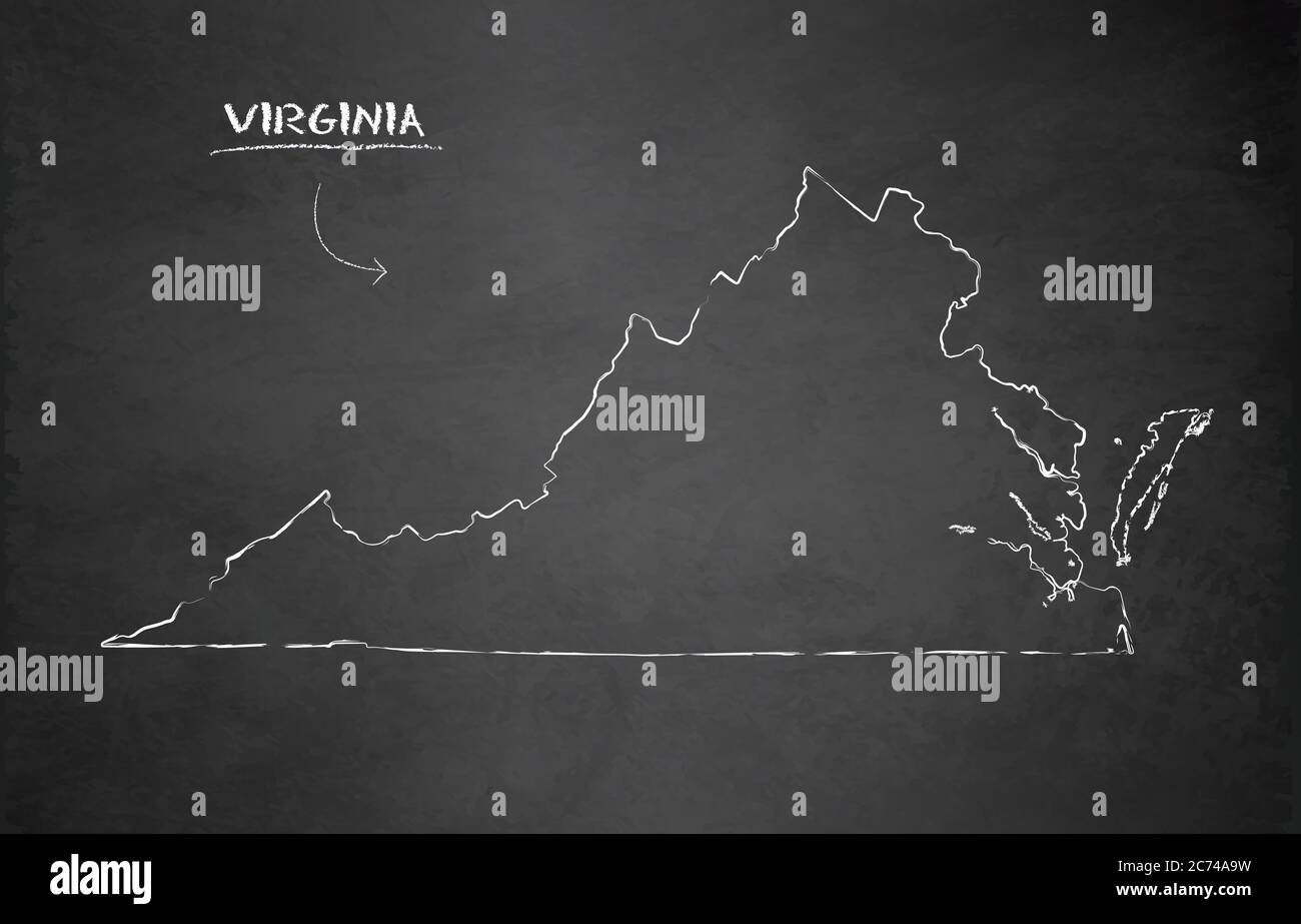 Carte Virginia carte noir tableau noir vecteur tableau noir Image ...