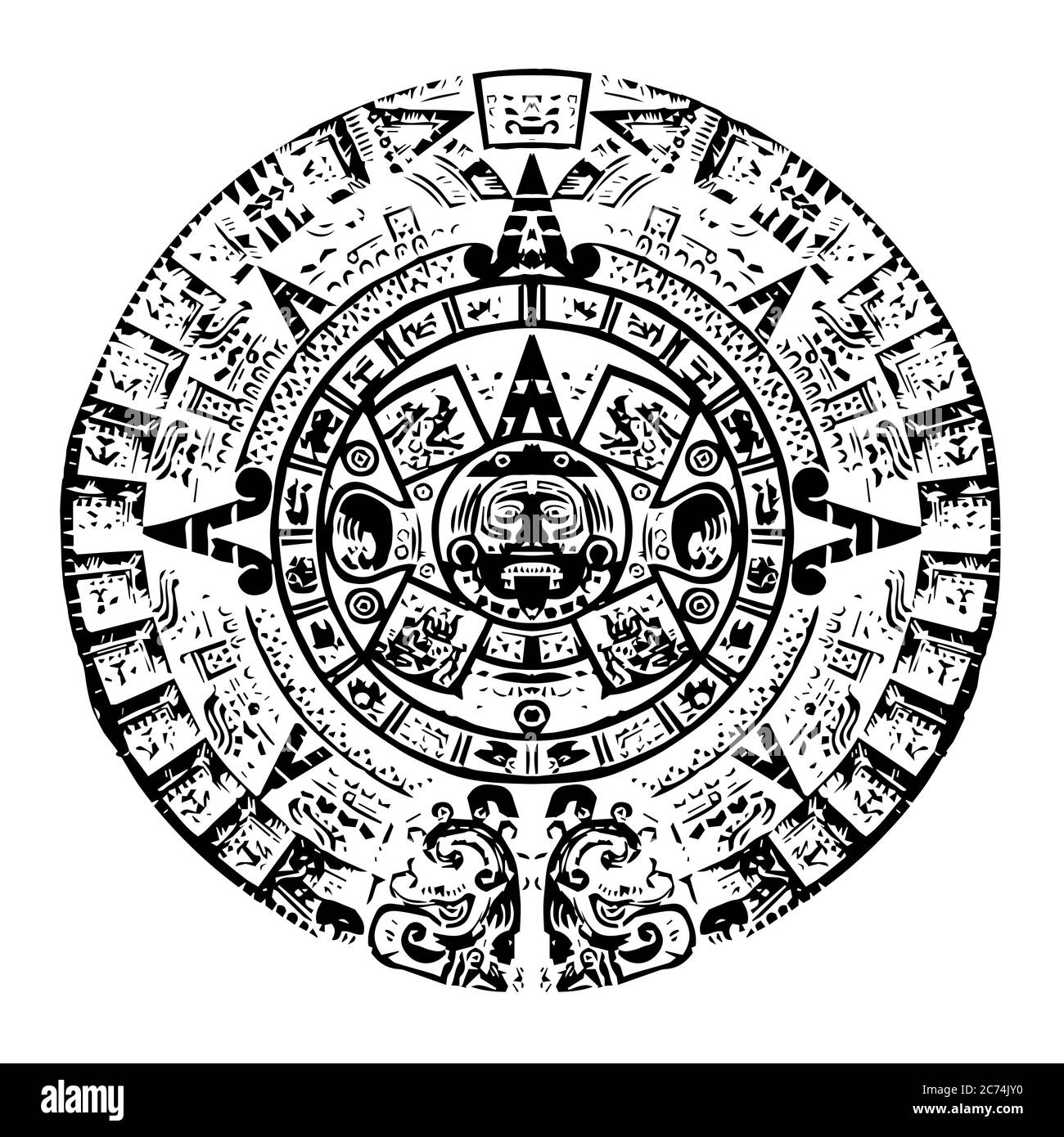 Calendrier maya Banque d'images noir et blanc - Alamy