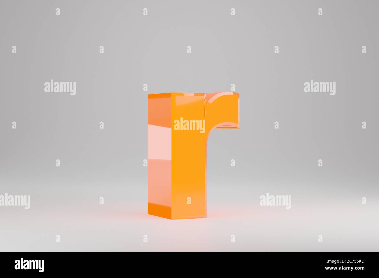 Lettre R minuscule en relief néon. Lettre jaune néon isolée sur fond ...