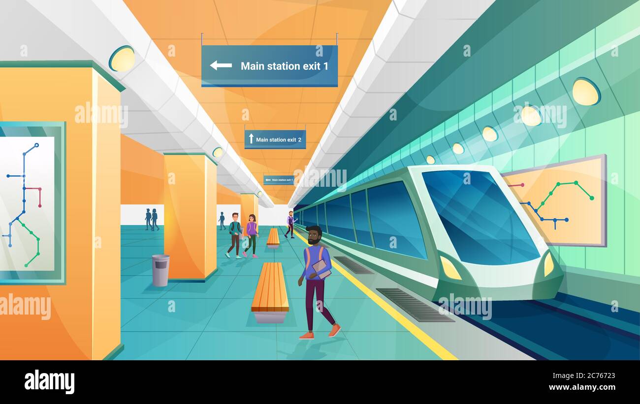 Train en attente en gare Banque d'images vectorielles - Alamy