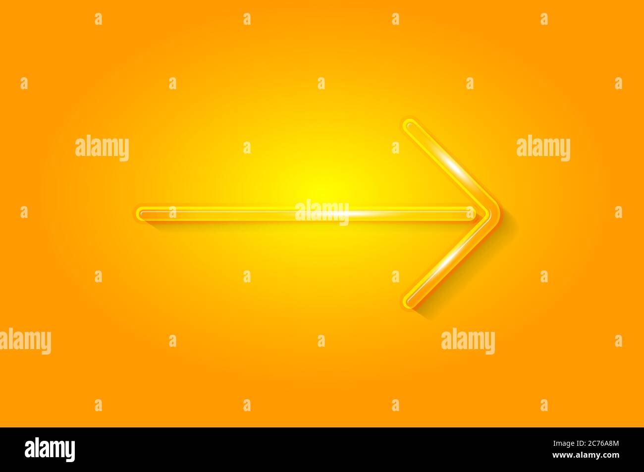 Flèche jaune droite, symbole 3D brillant, modèle de carte. Illustration ...