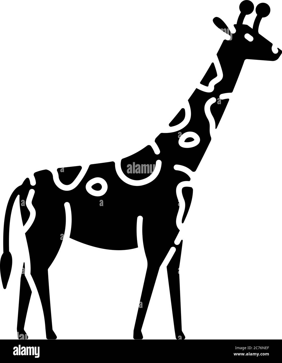 Icône en glyphe noir girafe. Animal exotique au col long, faune ...