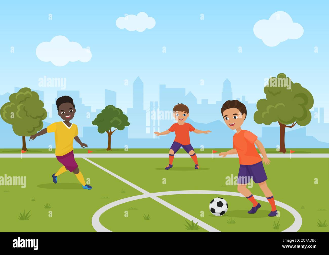 Garcons qui joue au soccer dessin Banque de photographies et d’images à haute résolution - Alamy