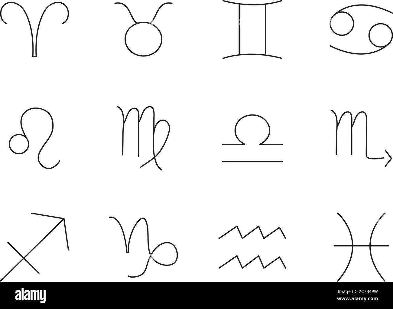icône de signes d'astrologie sur fond blanc, style de ligne ...