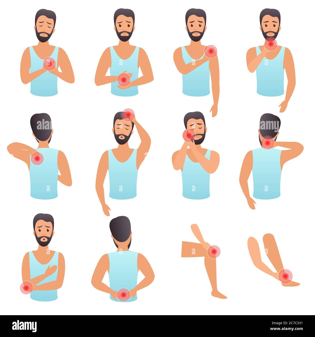 Ensemble d'infographies sur la douleur dans les parties du corps. L ...