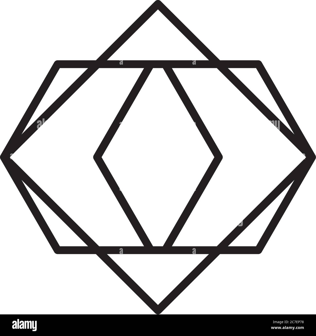 icône géométrique en forme de losange sur fond blanc, style de ligne ...
