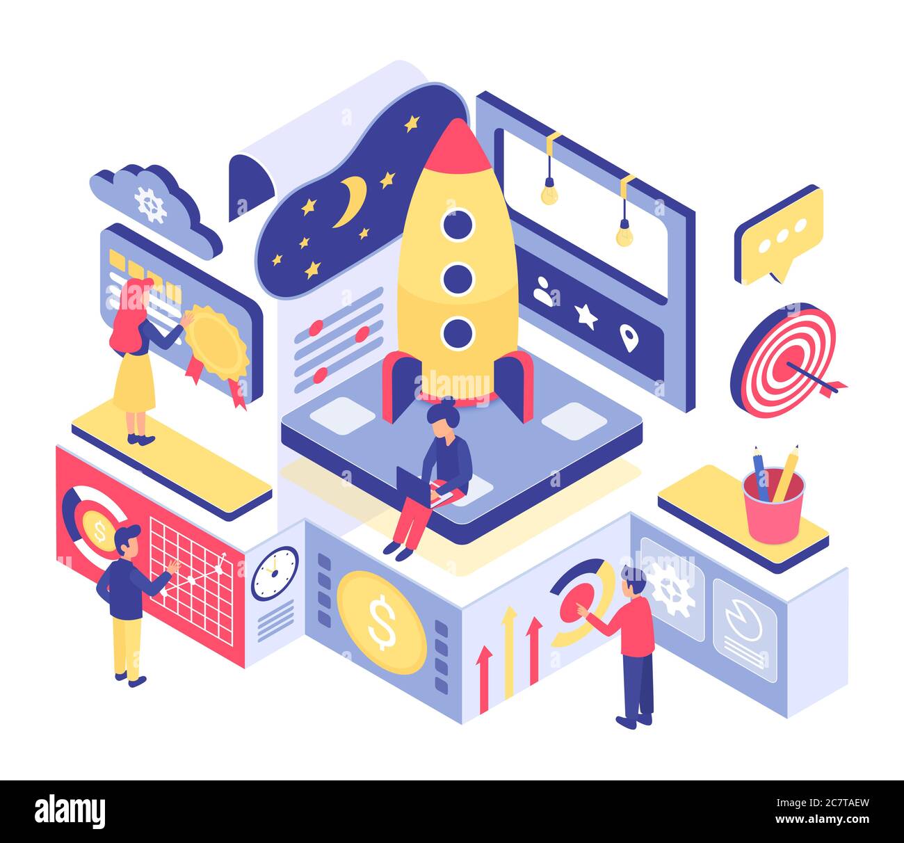 Team brainstorming cartoon Banque d'images vectorielles - Alamy