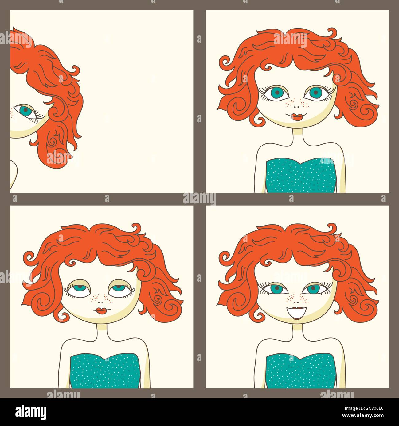 Photos d'un Photoboot mignon fille rousse - vector illustration Photo ...