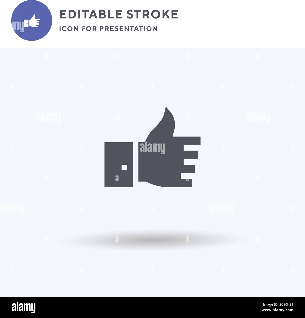 Symbole de pouce vers le haut, signe plat rempli, pictogramme solide ...