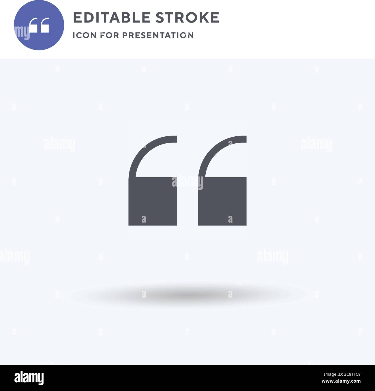 Symbole de symbole de citation, signe plat rempli, pictogramme solide ...