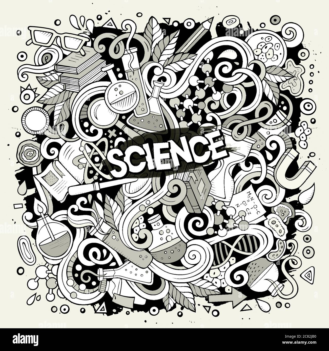 Dessin animé dessin animé dessin de science Image Vectorielle Stock - Alamy
