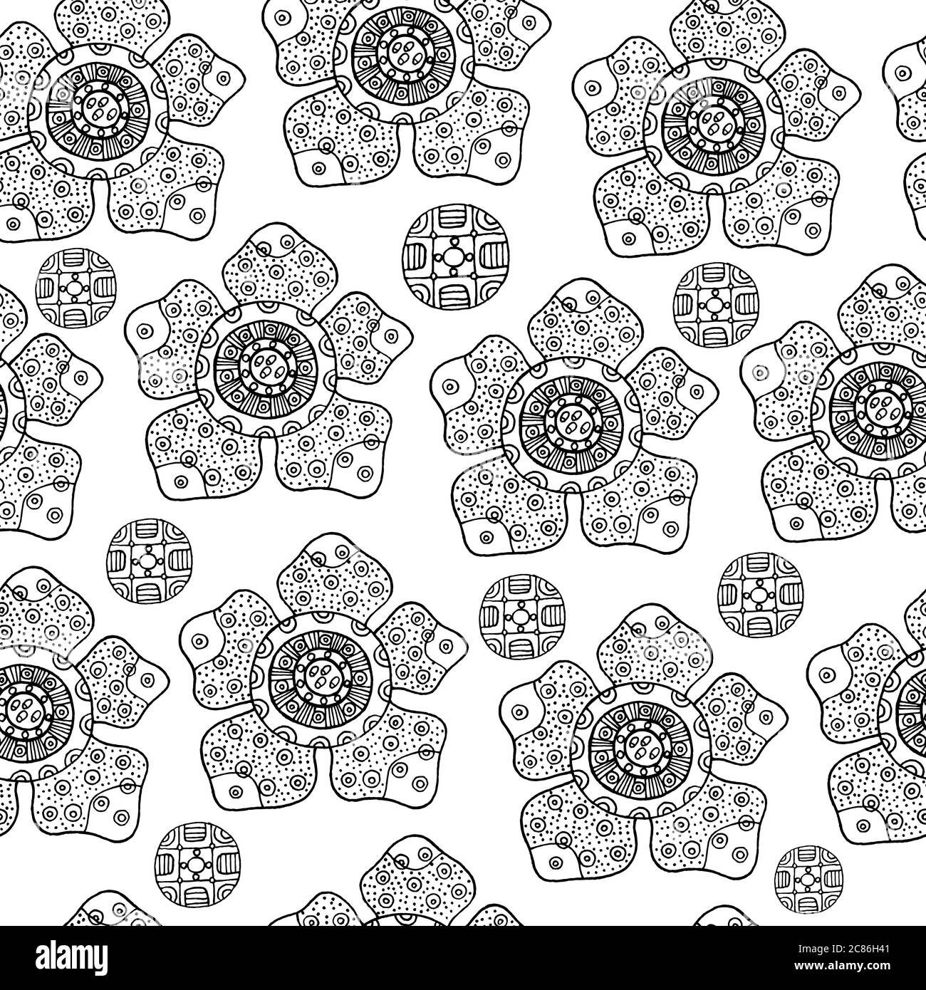 Motif fleuri Rafflesia sans coutures. Page de couleur noir et blanc ...