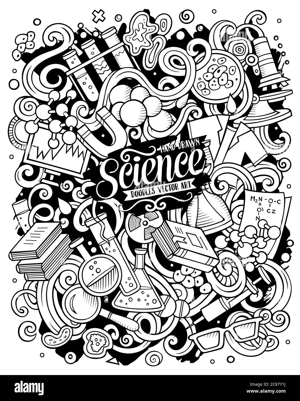 Science dessin à la main dessin de dessins vectoriels illustration ...