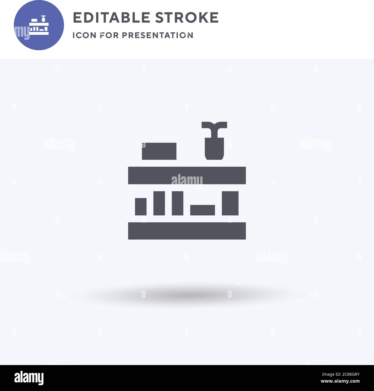 Symbole des étagères, affiche plate remplie, pictogramme solide isolé ...